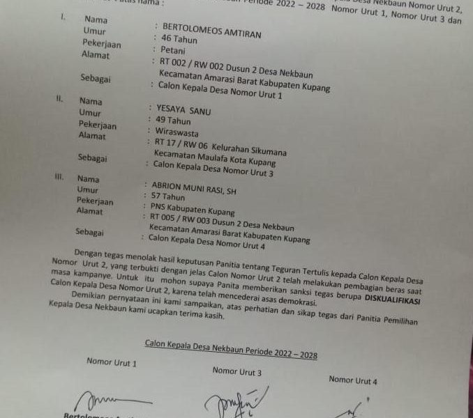 Tiga Calon Kades di Amarasi Barat Ajukan Keberatan Terkait Bagi-bagi ...
